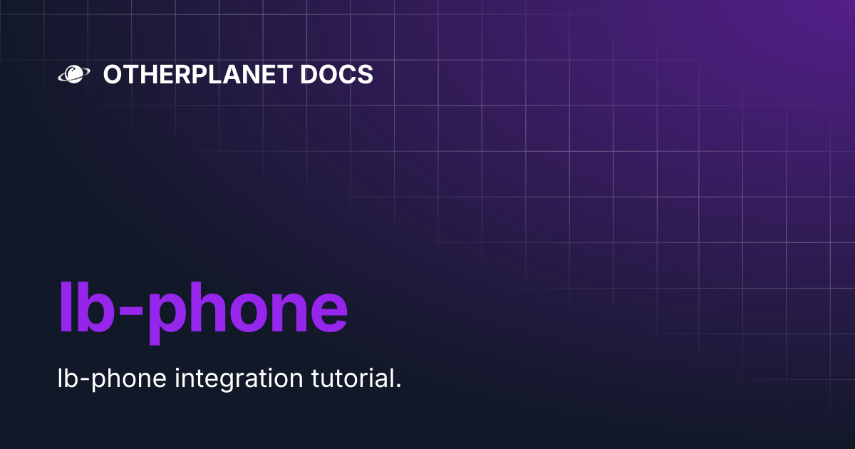 lb-phone | OTHERPLANET DOCS