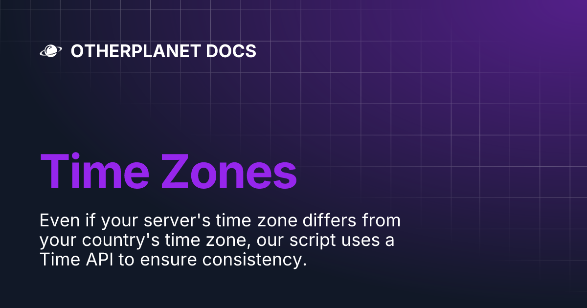 Time Zones | OTHERPLANET DOCS